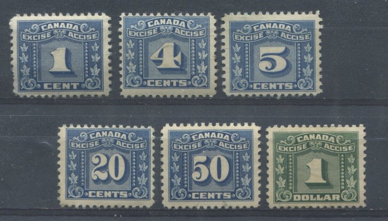 Canada 1934 Excise Stamps various values to $1 mint o.g. hinged ...