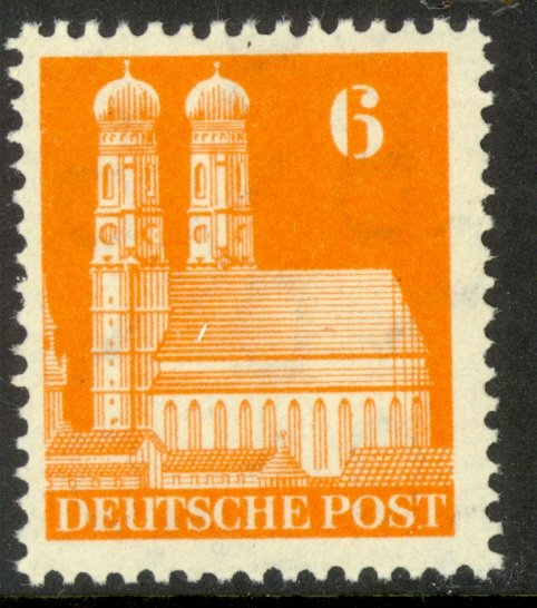 GERMANY 1948-51 6pf Orange P.14 US BRITISH ZONES Buildings Issue Sc ...