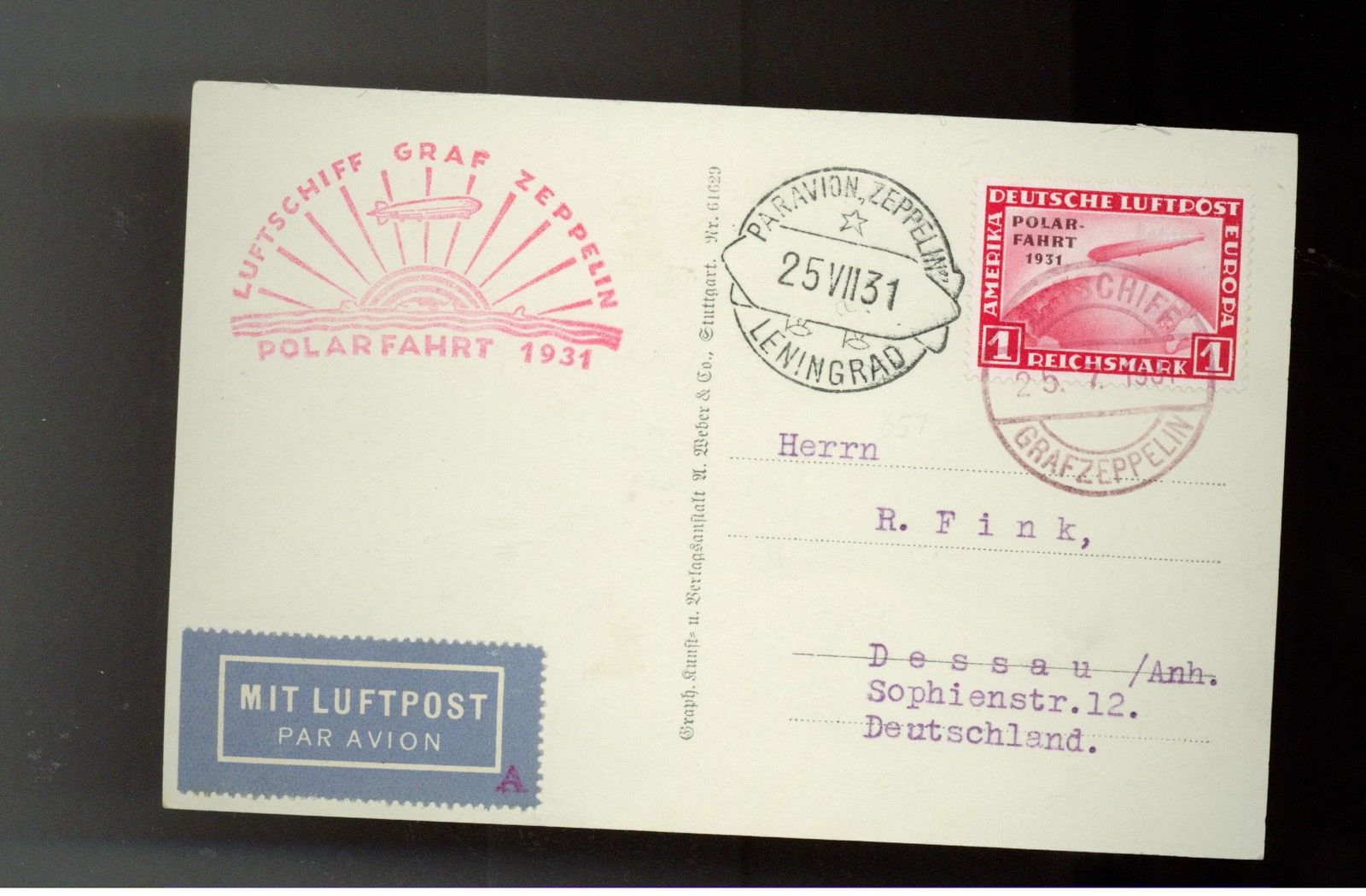 1931 Germany Graf Zeppelin real picture postcard Cover Polar Flight LZ ...