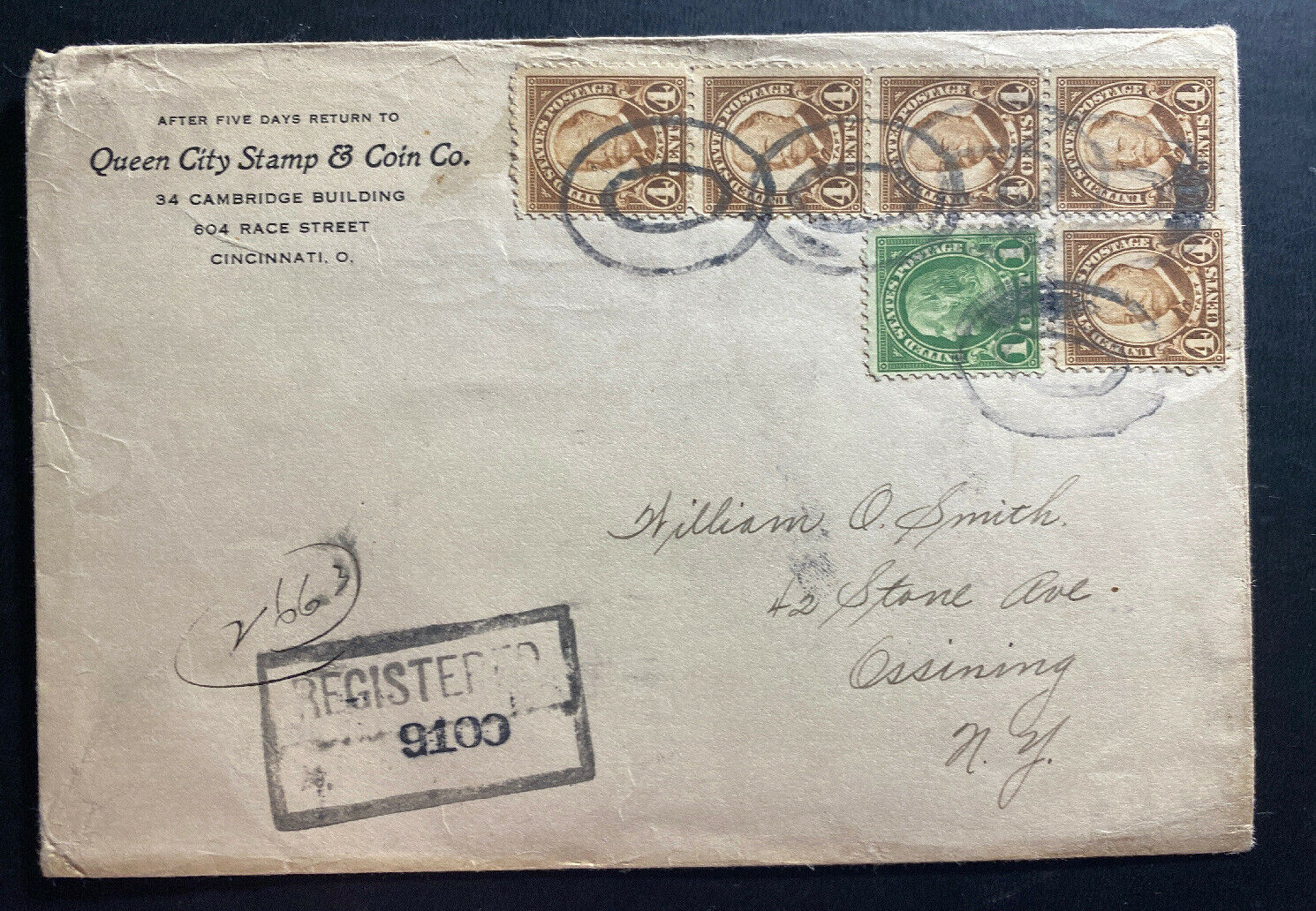 1900s Cincinnati OH Usa Advertising Registered Cover Queen City Stamp ...