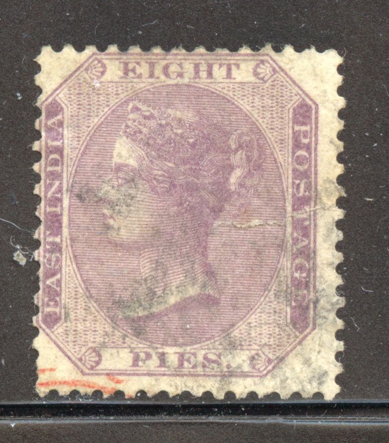 India Scott 19C Used H Faulty - 1860 8p Queen Victoria (Crown Colony ...