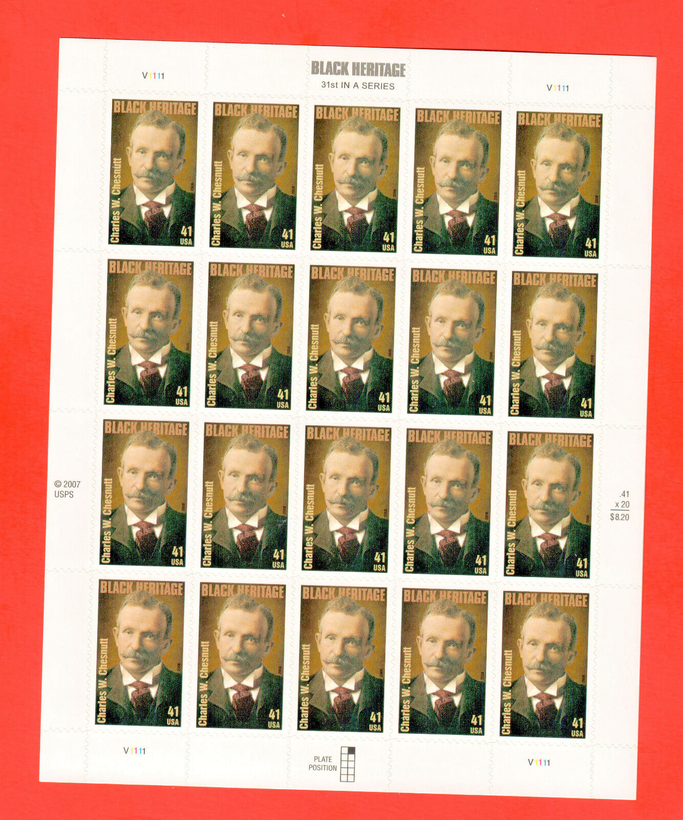 4222 Chesnut Sheet 41¢ FACE $8.20MNH 2007 | United States, General ...