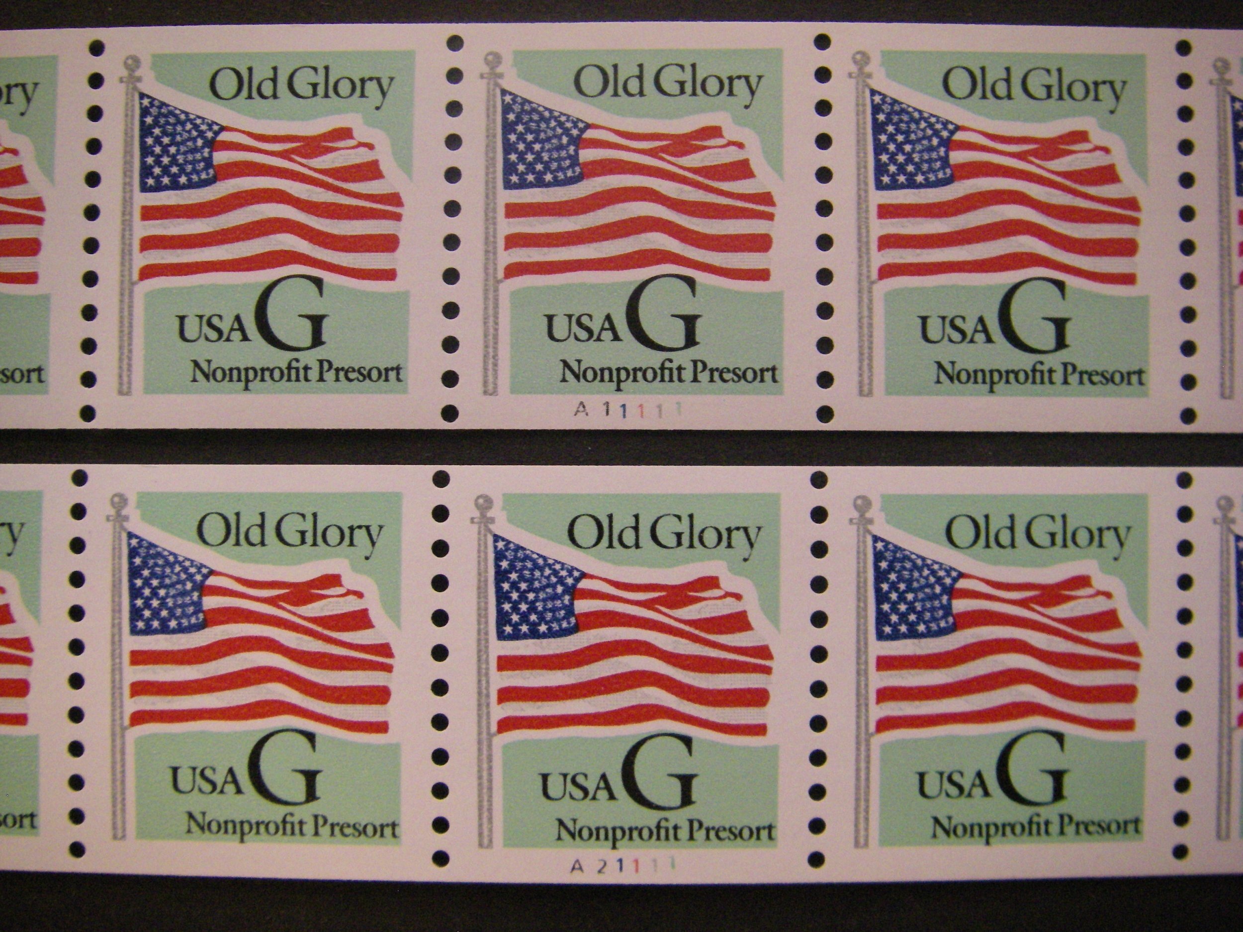Scott 2893, 5c Nonprofit Green G OLD GLORY, PNC5 #A11111 & A21111 ...