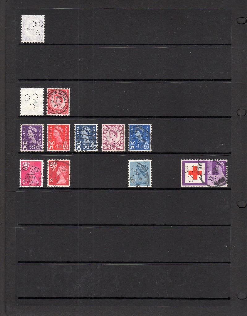 Collection of QE2 Perfins on Double-Sided Page (Pre-Decimal & Decimal ...