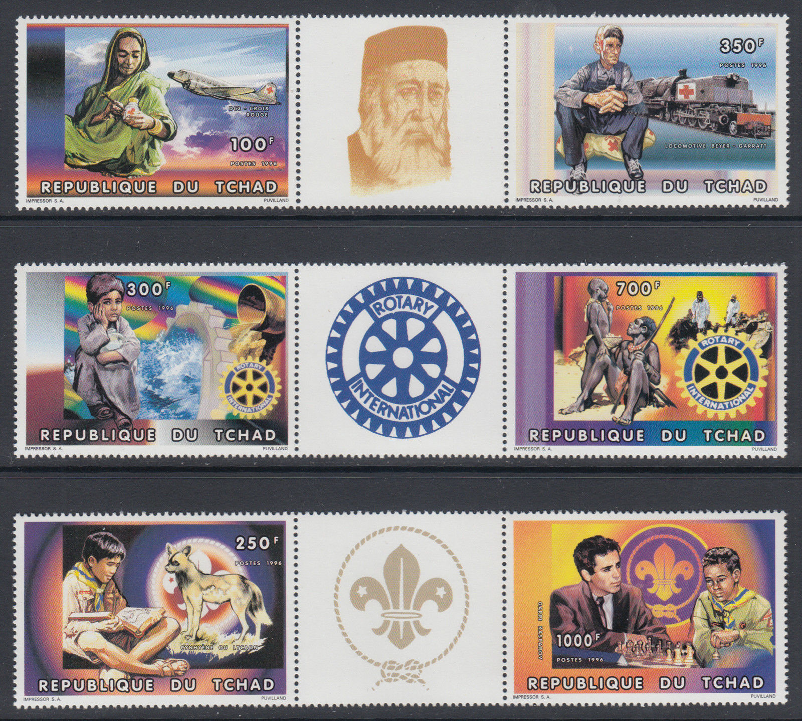 Chad Sc 695-697 MNH. 1996 Red Cross, Scouts & Rotary International ...