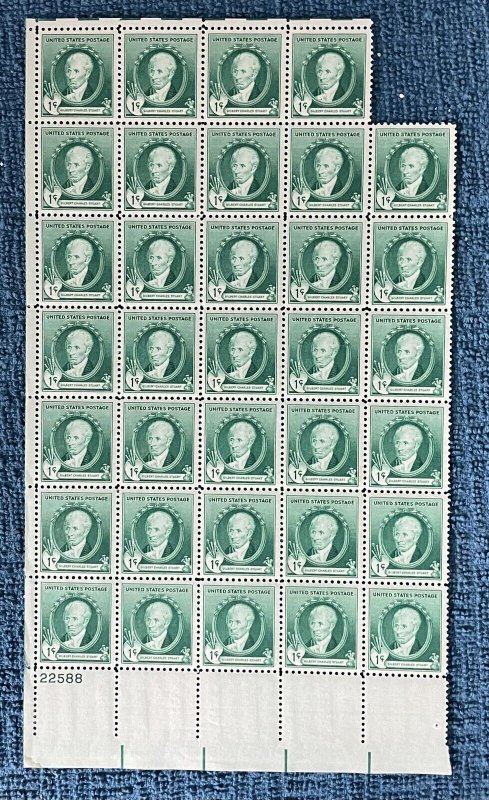 Scott #884, 1c Gilbert Charles Stuart, Famous American Artist, Block/34 ...