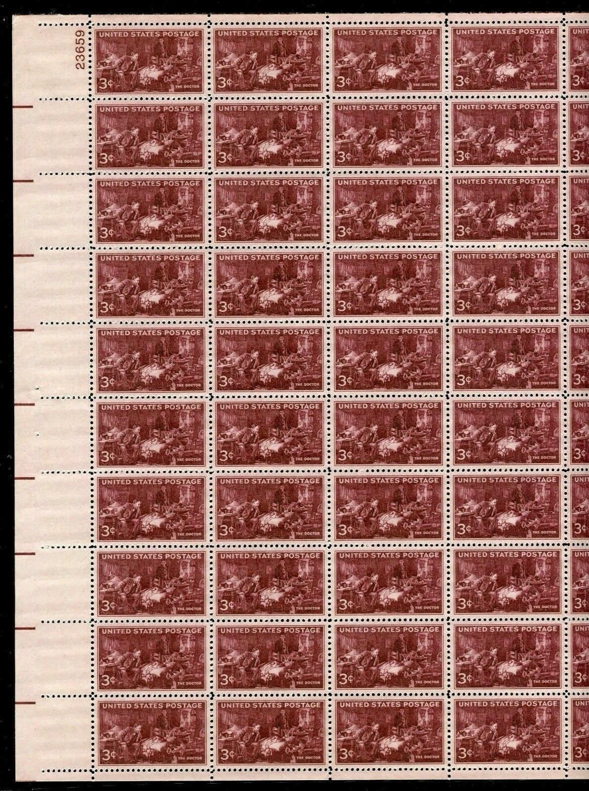 949 3¢ Doctors Issue Sheet of 50 3¢ Stamps 1947 | United States ...