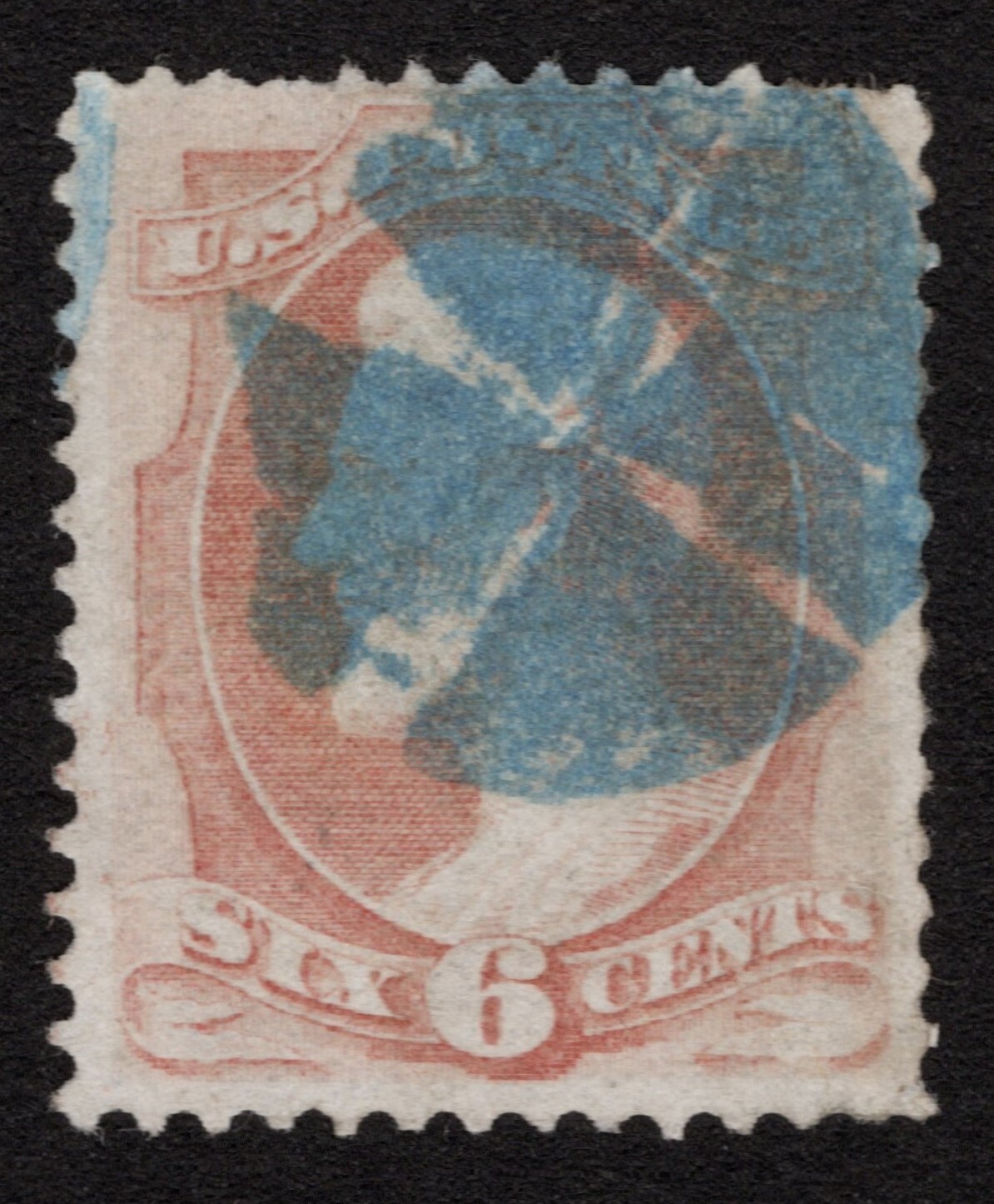 Used 1873 6c Dull Pink Lincoln Banknote w/Blue Quad Cut Cork Cancel ...