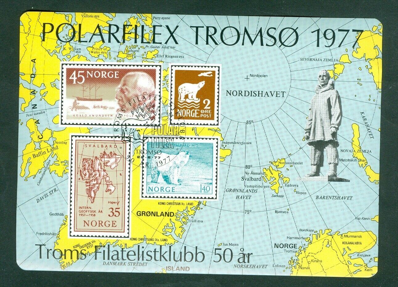 Norway. 1977 Souvenir Sheet "Polarfilix Tromso 1977" Map. Stamps ...