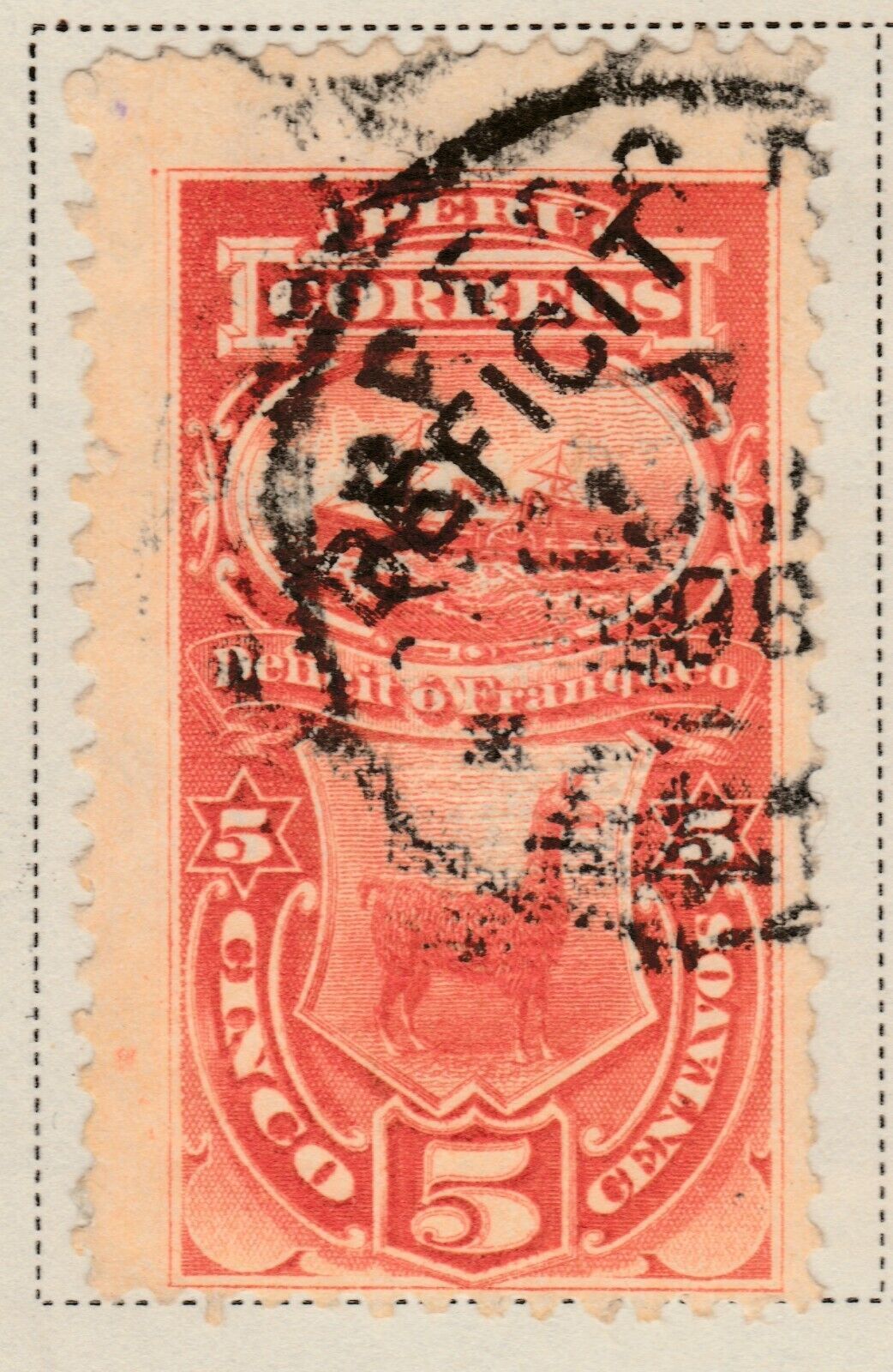 PERU POSTAGE DUE Deficit 1896 5c With Grill Used Stamp A29P14F32105 ...