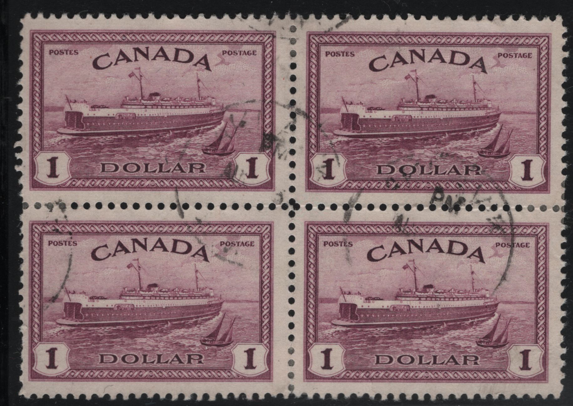 Canada 1946 used Sc 273 $1 Train Ferry, PEI Block of 4 | Canada ...