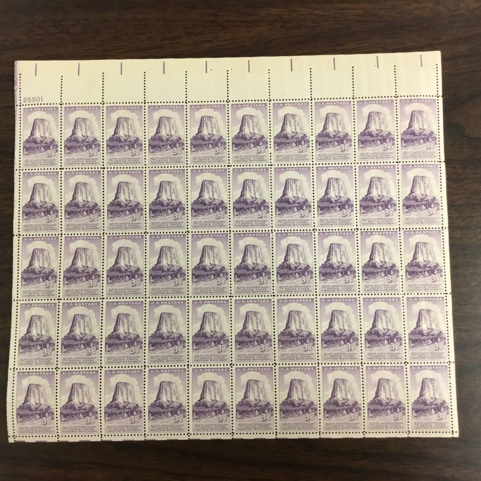 {BJ Stamps} #1084 Devils Tower, Wyoming. MInt 3¢ sheet of 50. Issued in ...