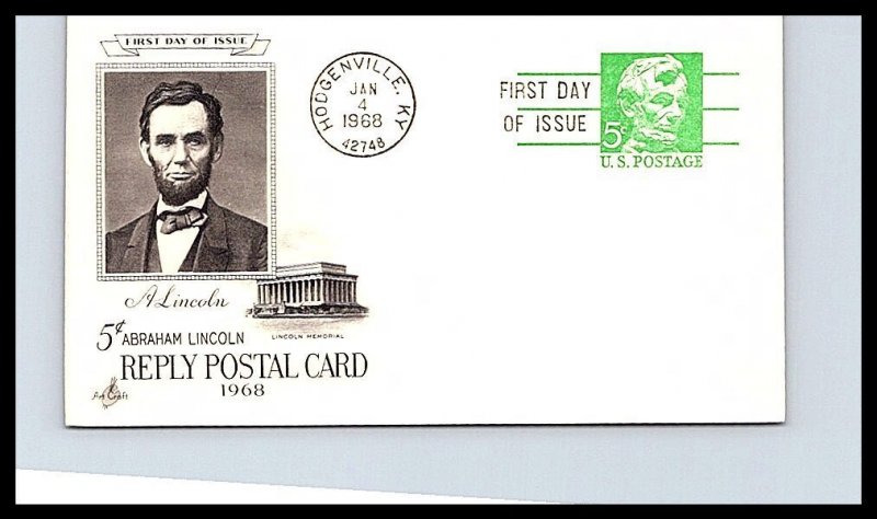 #UY21 Abraham Lincoln Postal Reply Card - Artcraft Cachet 18EV | United ...