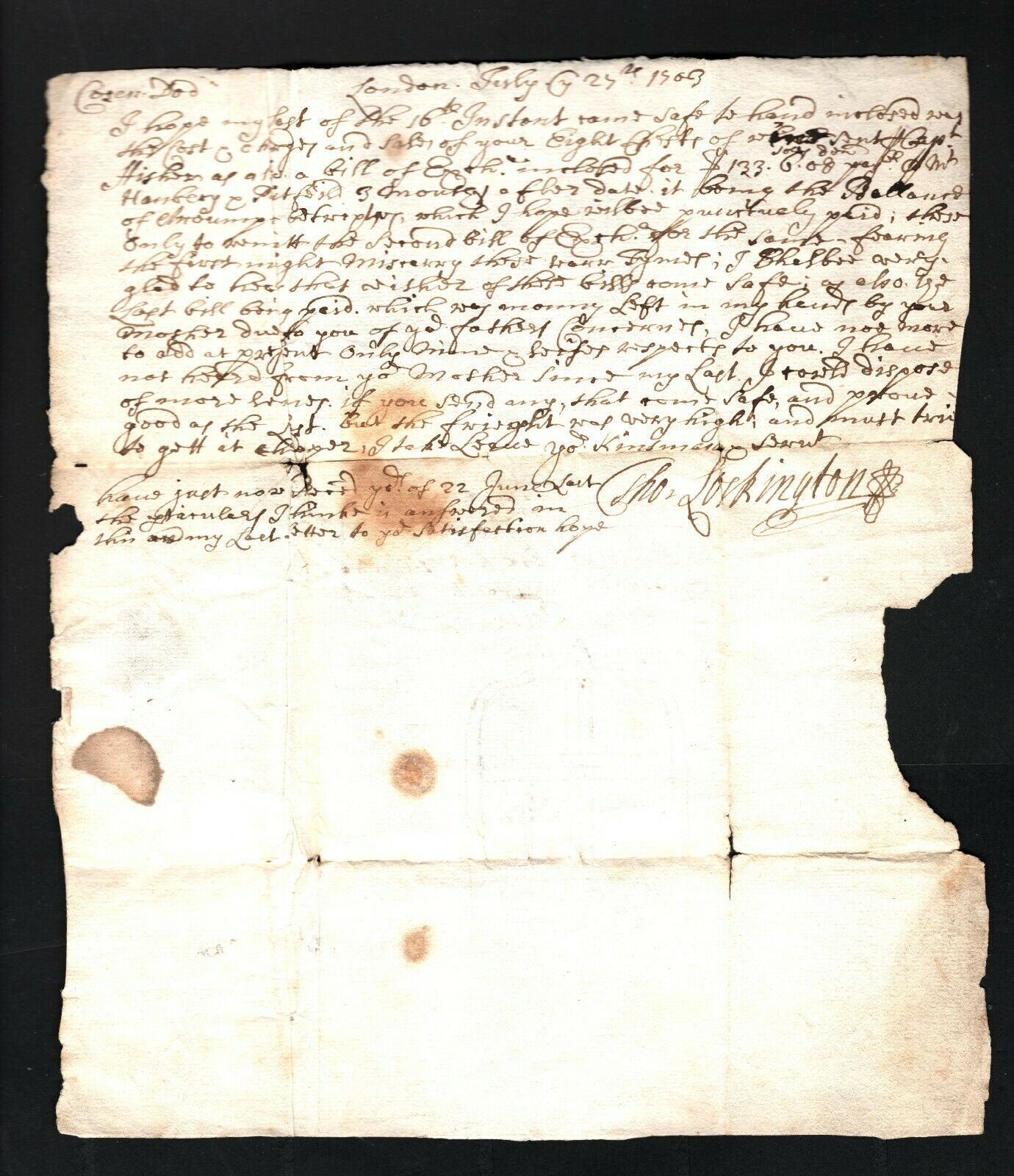 GB ITALY Maritime Letter EL ENVOY EXTRAORDINARY Duke of Tuscany 1703 ...