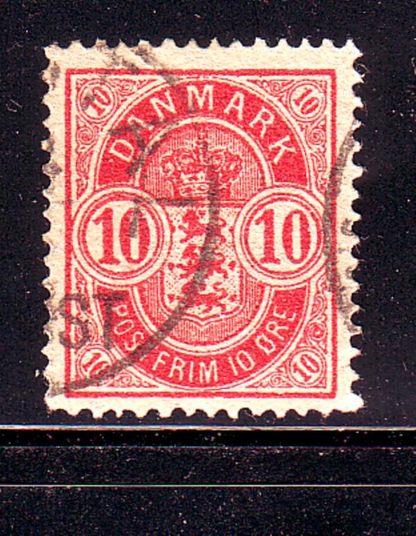 Denmark Sc 39 1885 10 ore carmine Arms stamp used / HipStamp