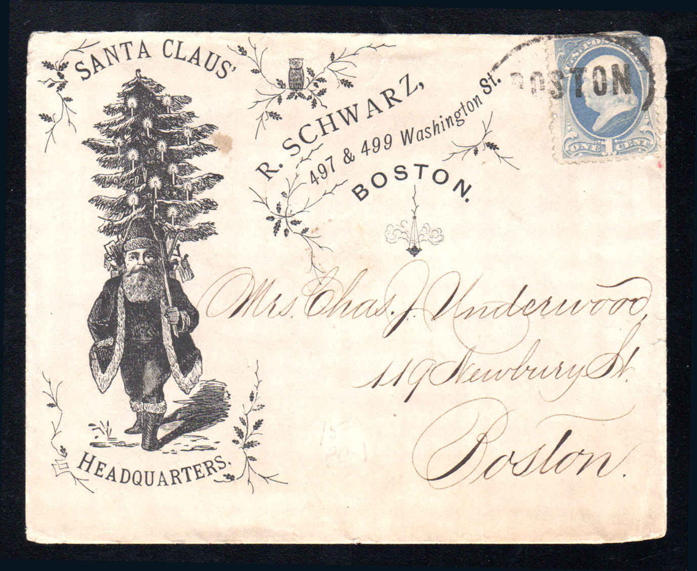 1880's Envelope Santa Claus From R. Schwarz of FAO Schwarz Toy Co ...