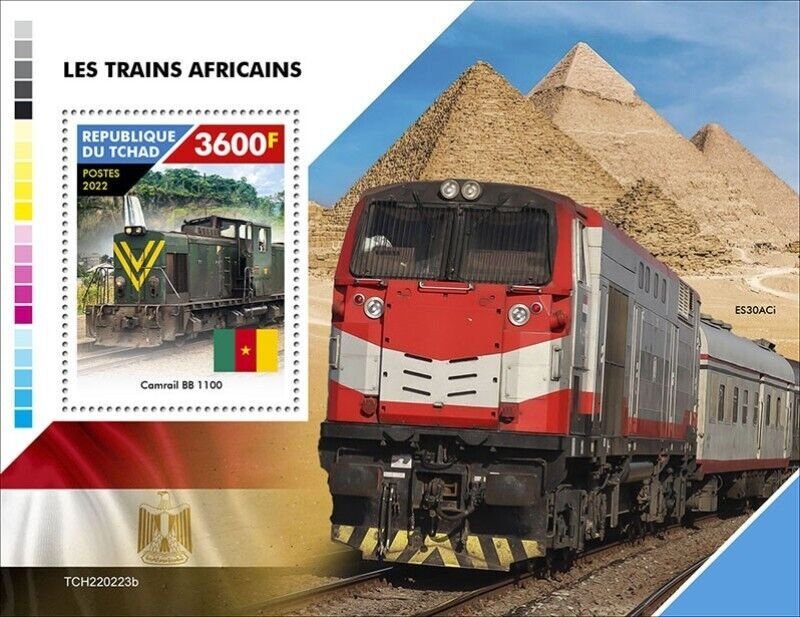 Chad - 2022 African Trains on Stamps - Stamp Souvenir Sheet ...