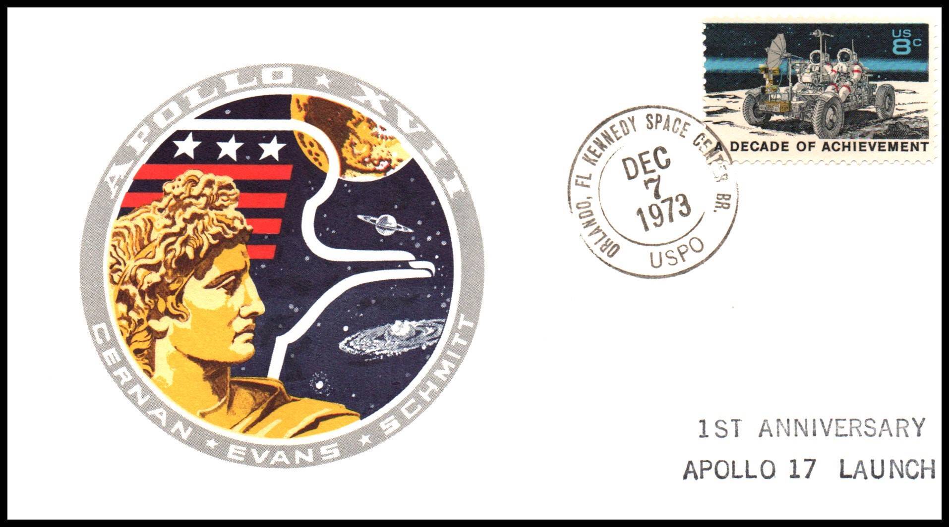 US 1st Anniversary Apollo XVII Launch 1973 Space Cover | United States ...