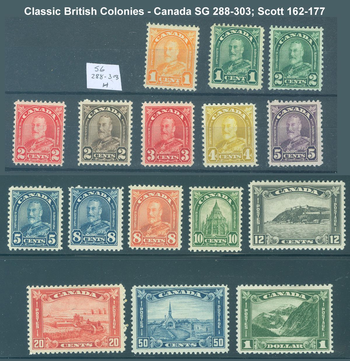Canada 1930 Definitive Set; SG# 288-303; Scott# 162-177; Unused ...