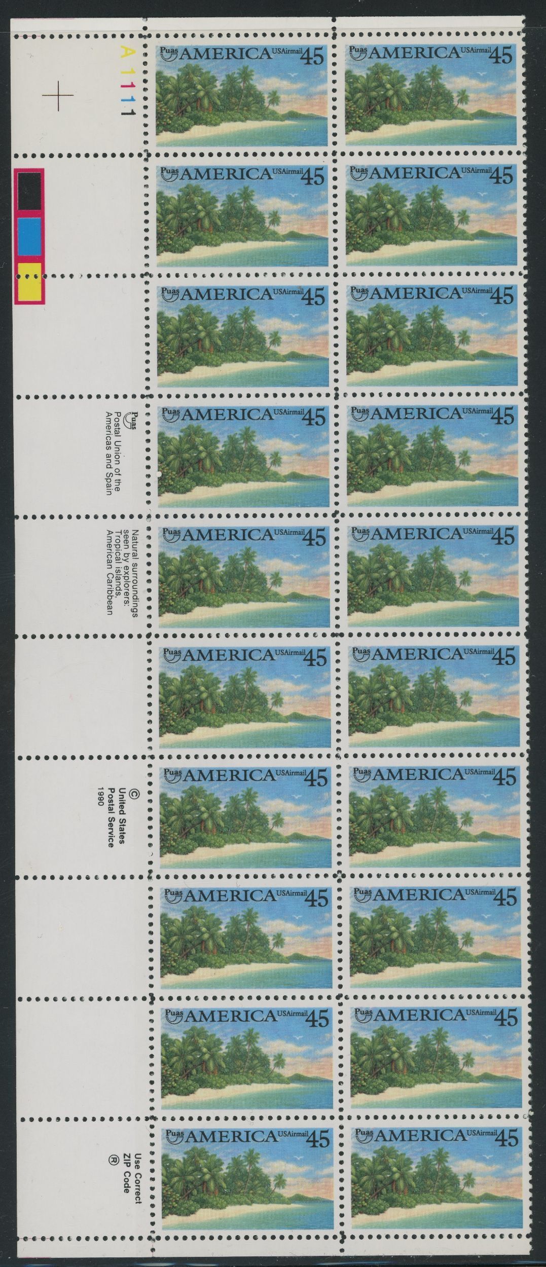 USA - Respectable Mint nh Airmail Plate Block Collection - 44 in total ...