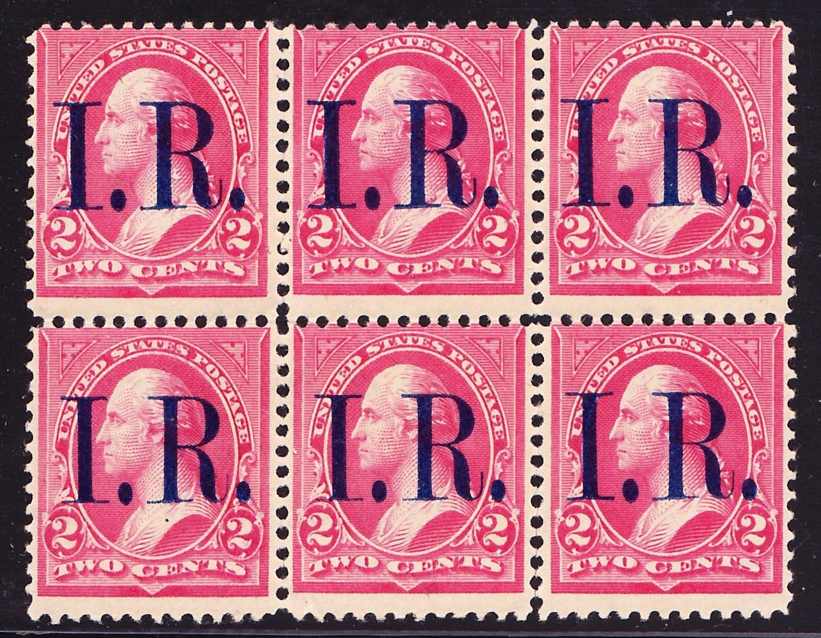 Scott R155, Unused OG Block of 6, 2c I.R. Overprint, Some NH | United ...