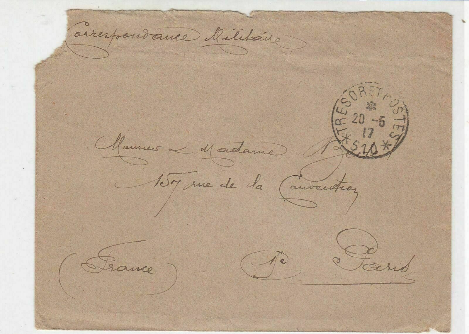 France WW1 French Military 1917 Tresor Et Postes No 510 Cover Ref 30965 ...