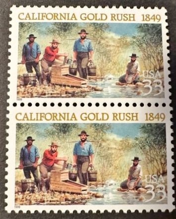 US # 3316 California Gold Rush 150th Anniversary, Pair 1999 33c Mint NH ...