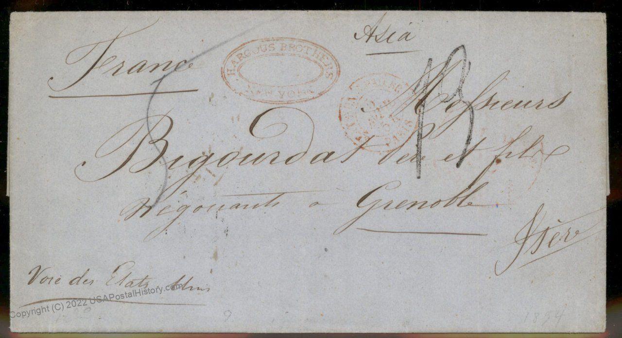 USA Vera Cruz Mexico 1854 NY Forwarding Agent Hargous Grennoble ...