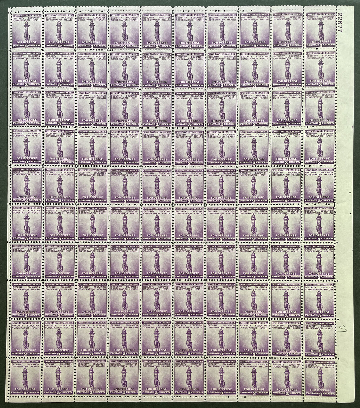 901 NATIONAL DEFENSE Sheet of 100 US 3¢ Stamps MNH 1940 | United States ...