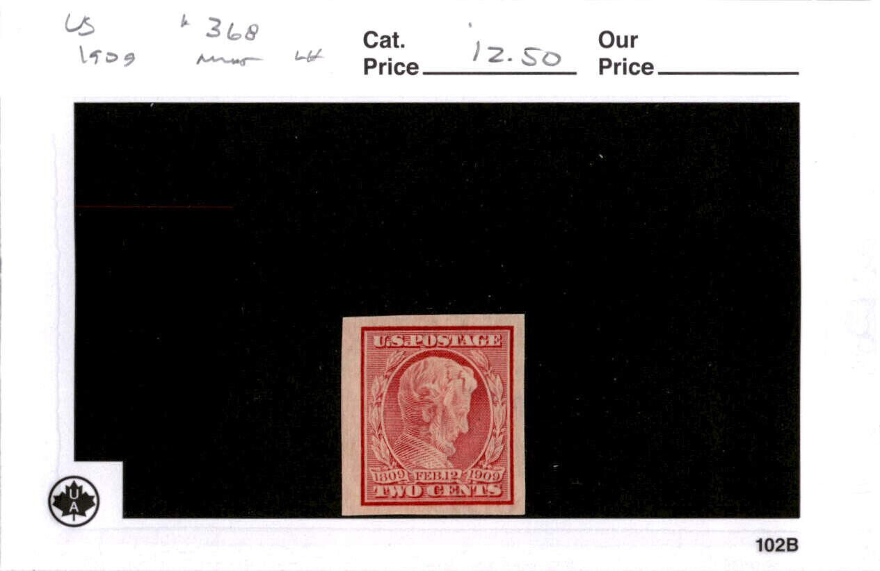 United States Postage Stamp, #368 Mint LH, 1909 Lincoln (AD) | United ...
