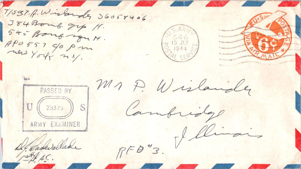 United States A.P.O.'s 6c Monoplane Air Envelope 1944 U.S. Army, Postal ...