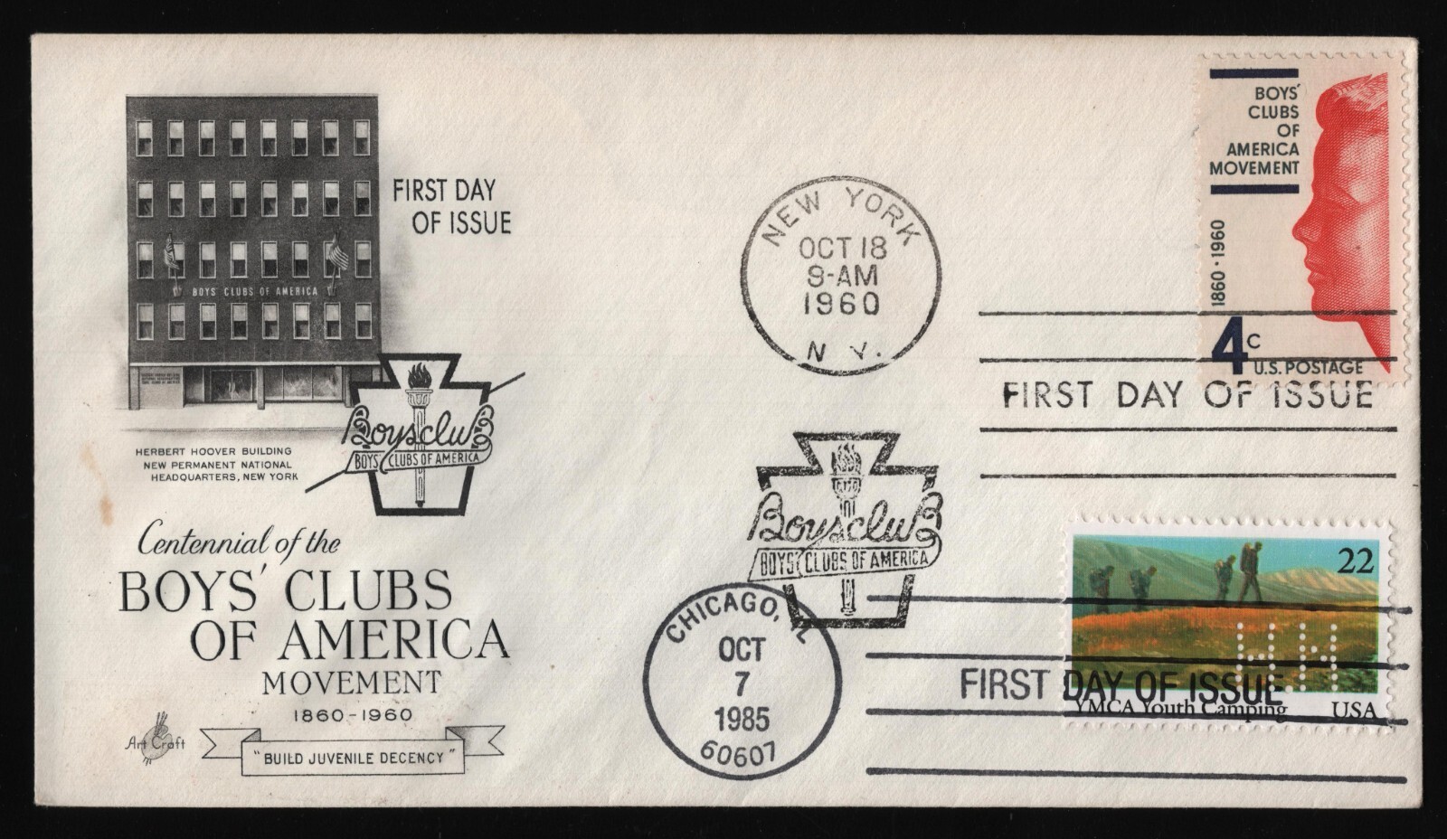 #1163 4c Boys' Clubs of America, Art Craft-Dual Cancel **ANY 5 ...
