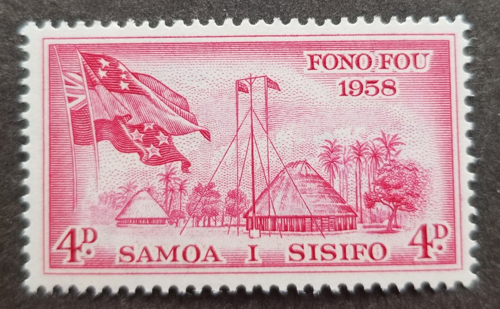 *FREE SHIP Samoa Symbols Of Independence 1958 Flag House Map Tree ...