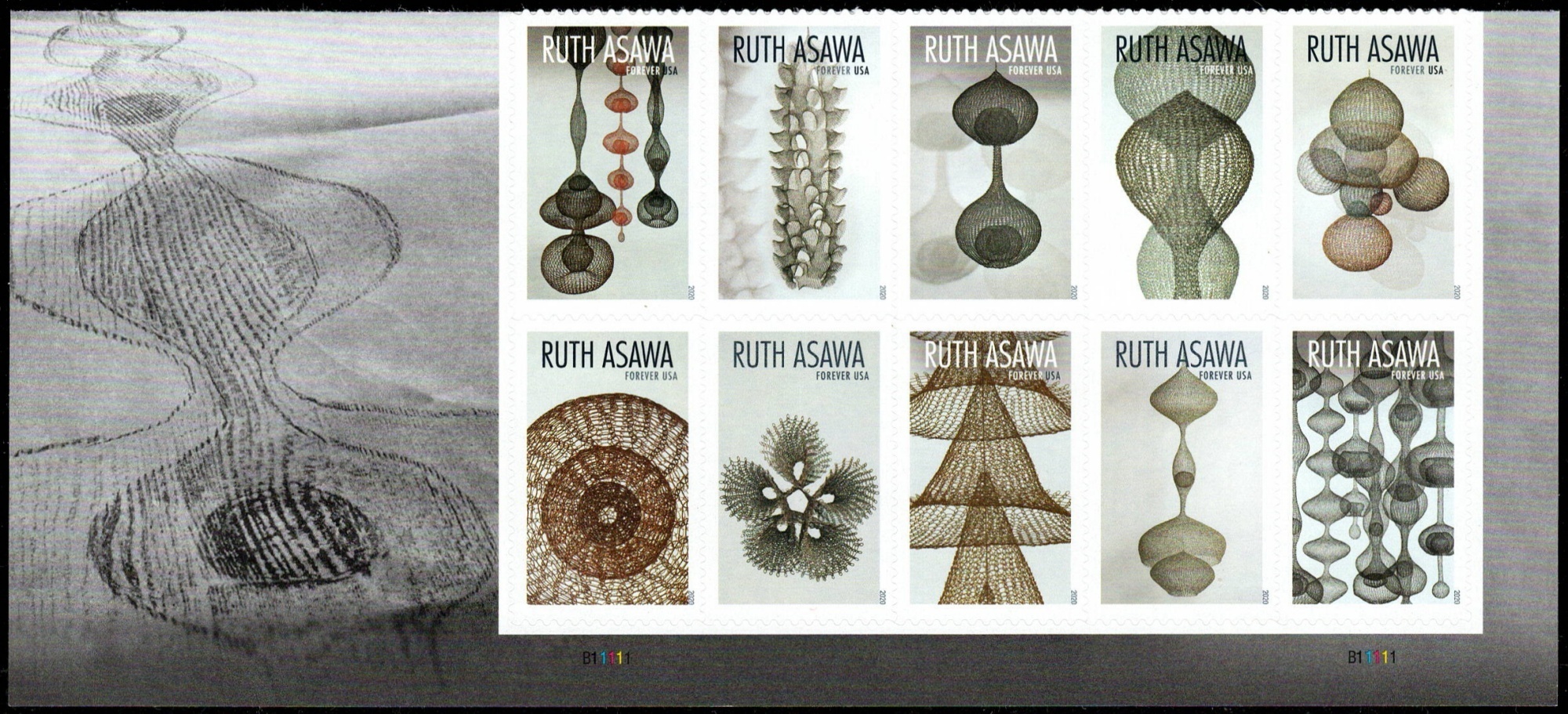 USA Sc. 5513a (55c) Ruth Asawa 2020 Block of 10 | United States ...