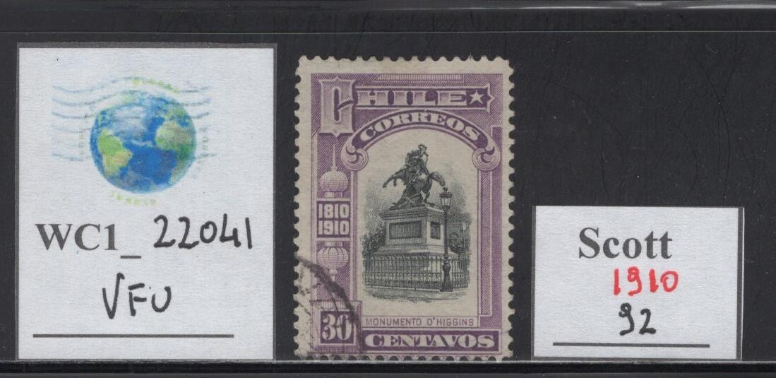 WC1_22041.CHILE. Nice 1910 30 c. stamp. Sc. 92. Used | Central & South ...