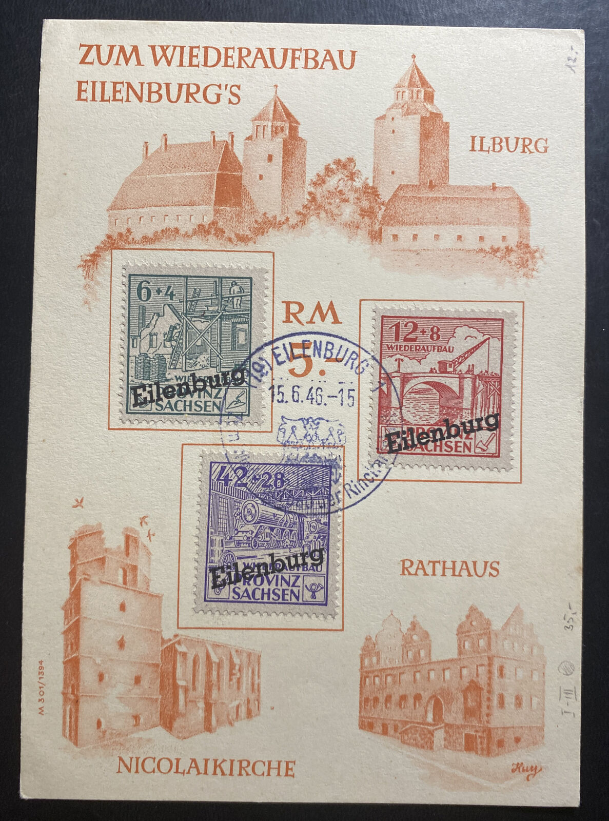 1946 Eilenburg Germany Postwar Postcard First Day Cover FDC Provisional ...