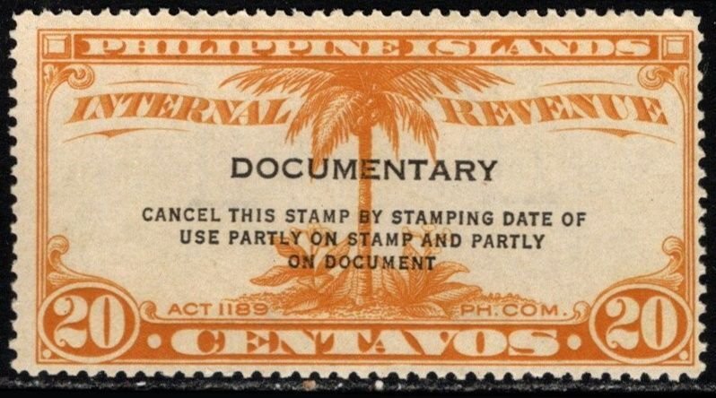 1940-1 US Philippines Scott #- W749 20 Centavos Documentary Internal ...