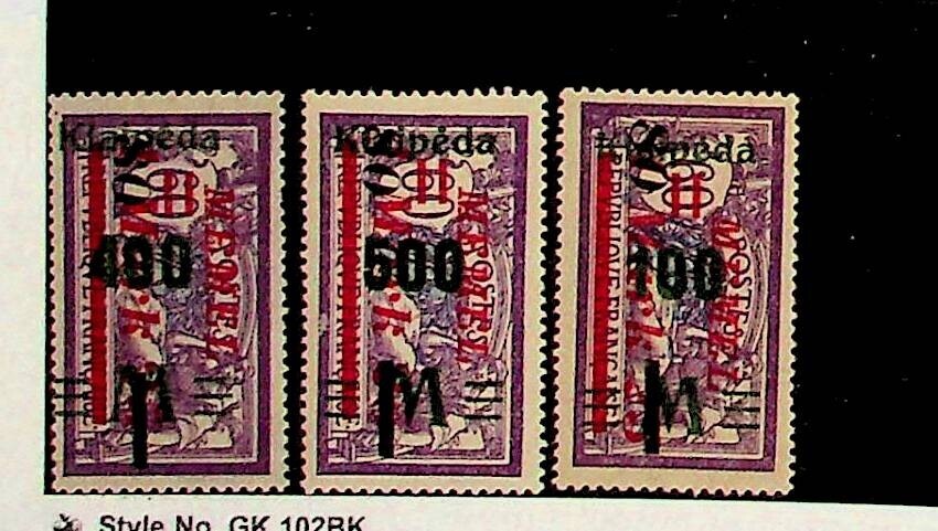 German Area - Memel Sc N28-30 LH Issue of 1923 - Lithuanian Occupation ...