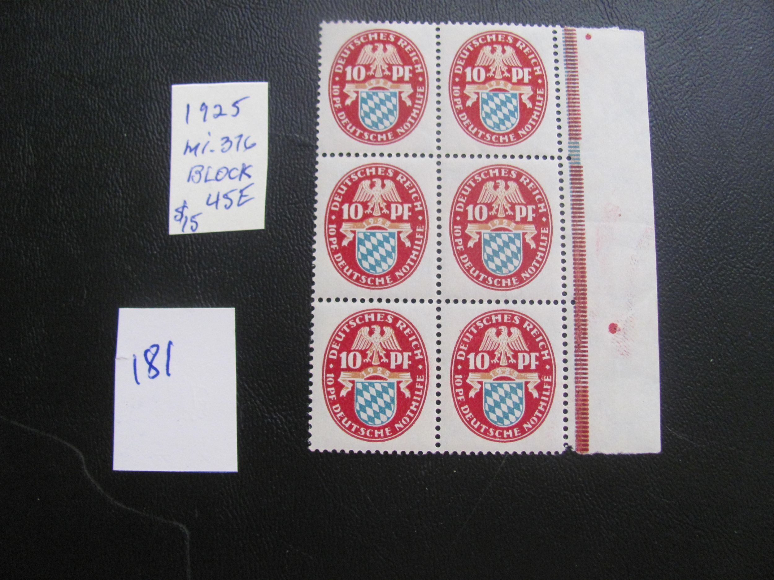 Germany 1925 MNH MI. 376 Plate Block Superb 45+ Euros (181) | Europe ...