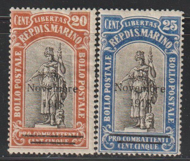 San Marino SC B12, B13 Mint Hinged | Europe - San Marino, Semi-Postal ...