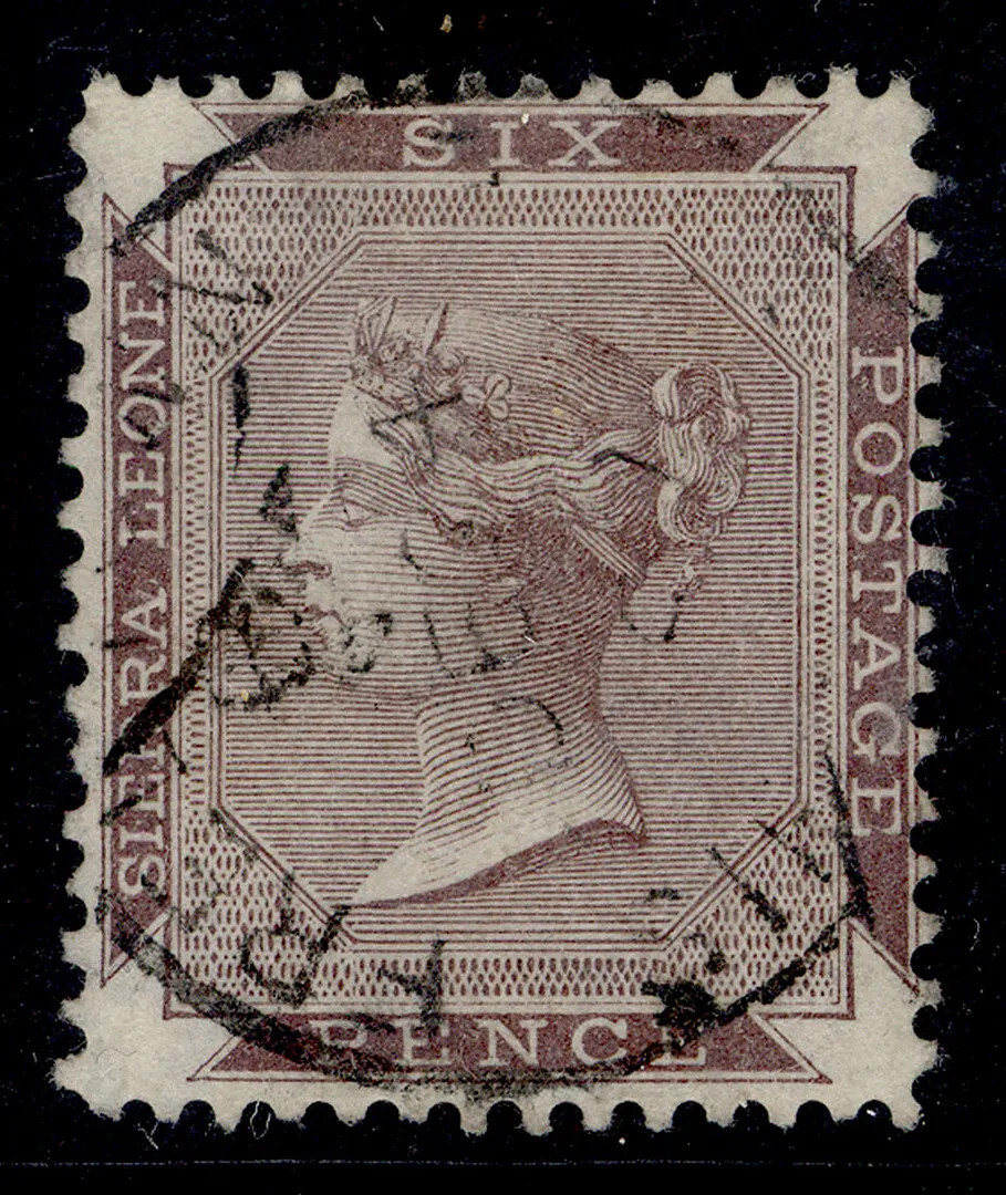 SIERRA LEONE QV SG36, 6d brown-purple, VERY FINE USED. Cat £16. CDS pmk ...