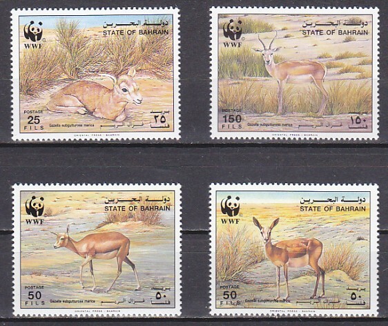 Bahrain, Scott cat. 408-411. W.W.F.- Gazelles issue. ^ | Middle East ...