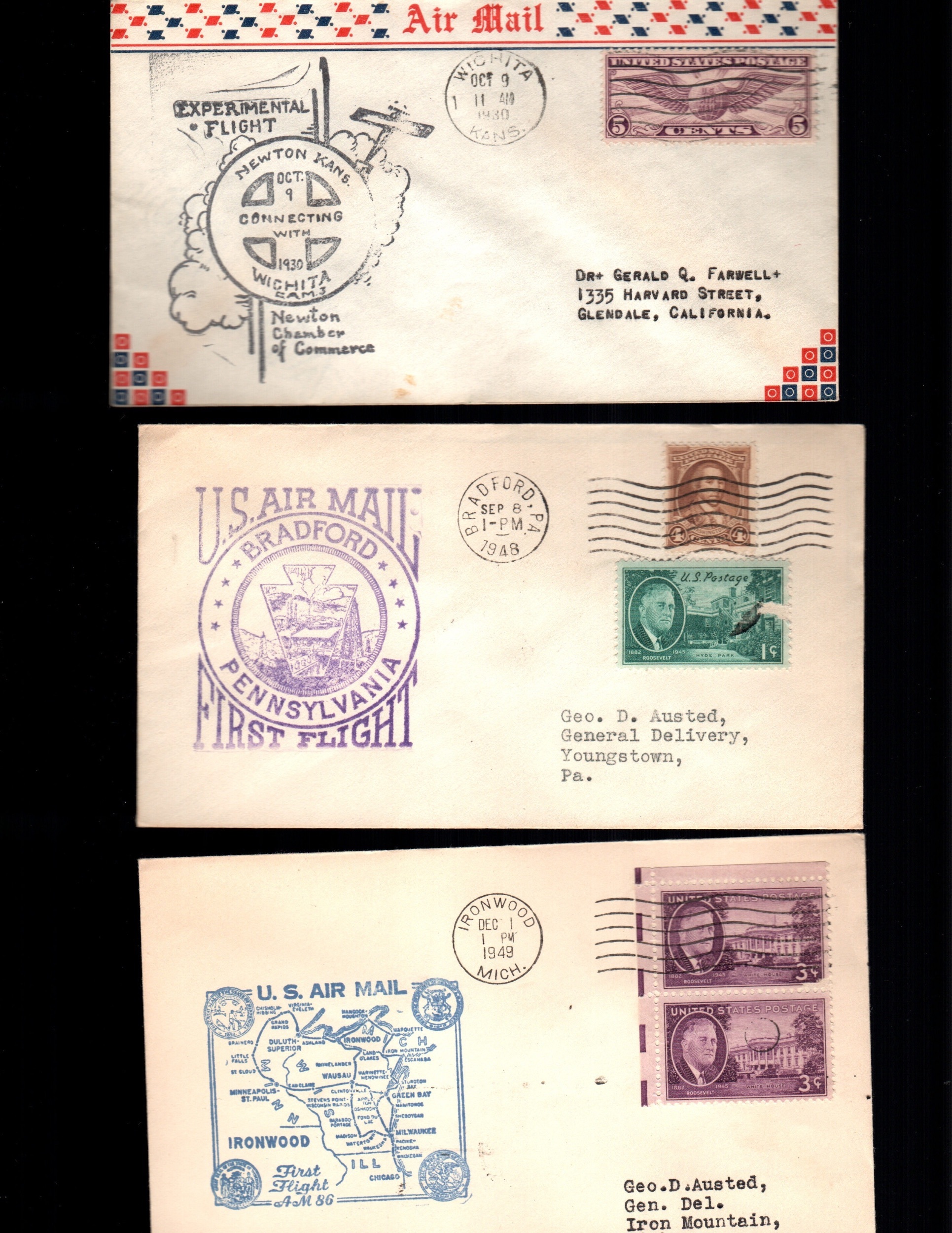 US 3 used first flight covers | United States, General Issue Stamp ...