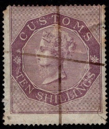 1860 Great Britain Queen Victoria Ten Shillings Customs Duty Revenue ...
