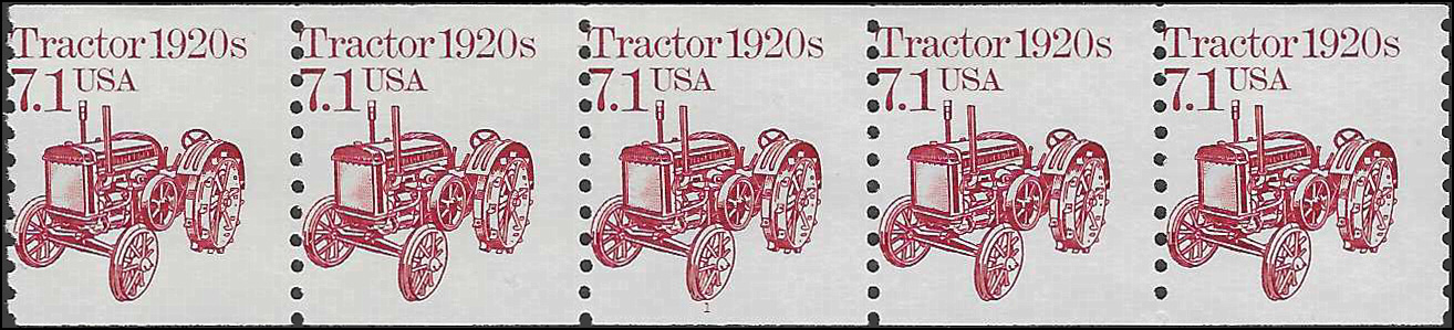 #2127 7.1c Tractor 1920s PNC Strip of 5 #1 1987 Mint NH | United States ...