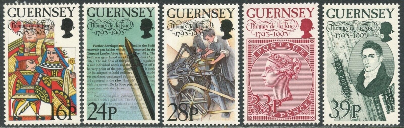 GUERNSEY Sc#520-524 1993 Thomas de la Rue Printer Complete Set OG Mint ...
