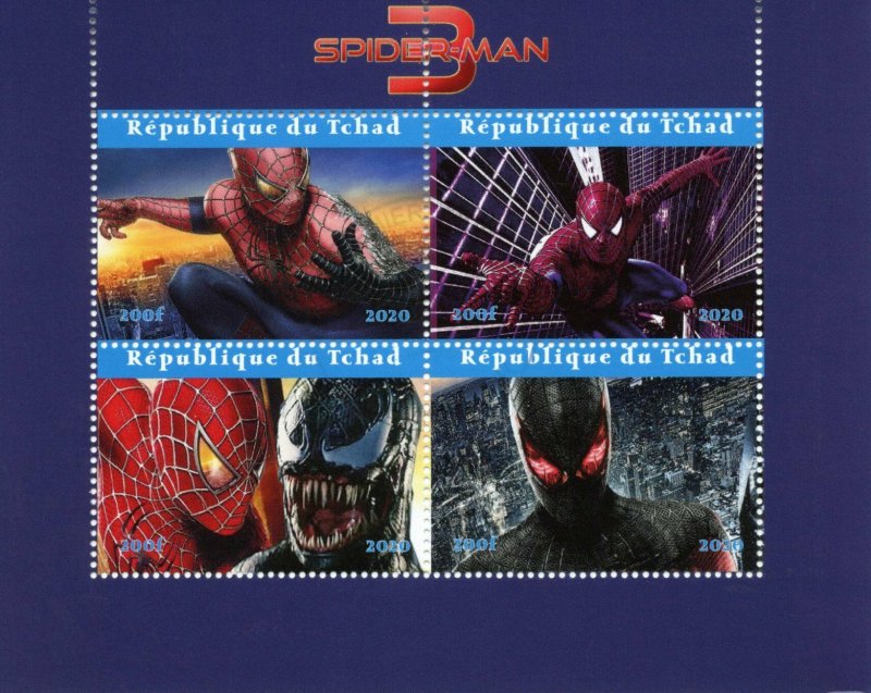 Marvel Superheroes Stamps Chad 2020 CTO Spiderman Spider-Man 3 Movies ...