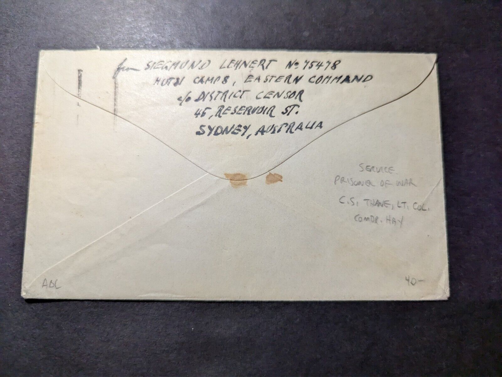 1941 Australia Internment Camp Cover Sydney NSW to New Orleans LA USA ...