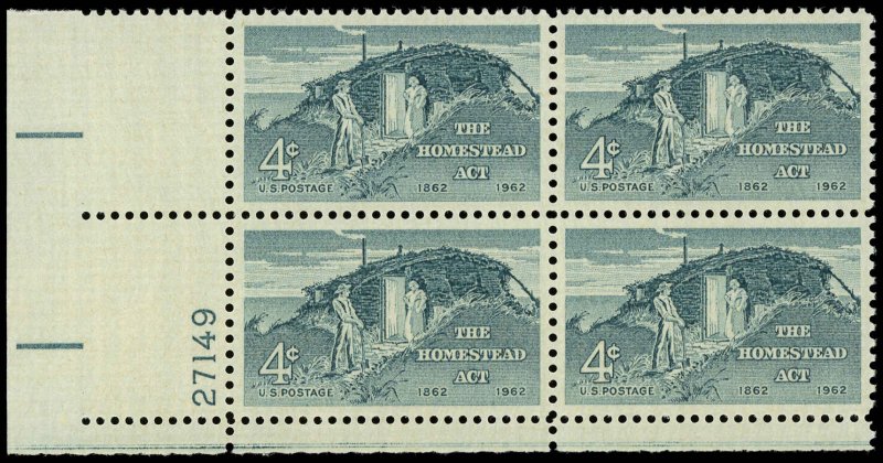 US Sc 1198 VF/MNH PLATE BLOCK - 1962 4¢ Homestead Act | United States ...