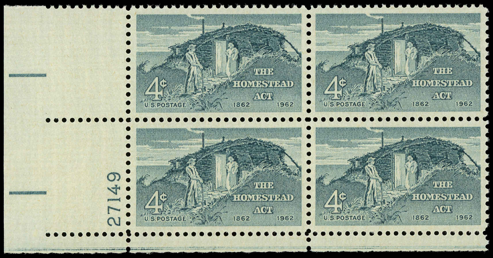 US Sc 1198 VF/MNH PLATE BLOCK - 1962 4¢ Homestead Act | United States ...